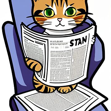 "cute cat newspaper" Sticker for Sale by RailyArt | Redbubble