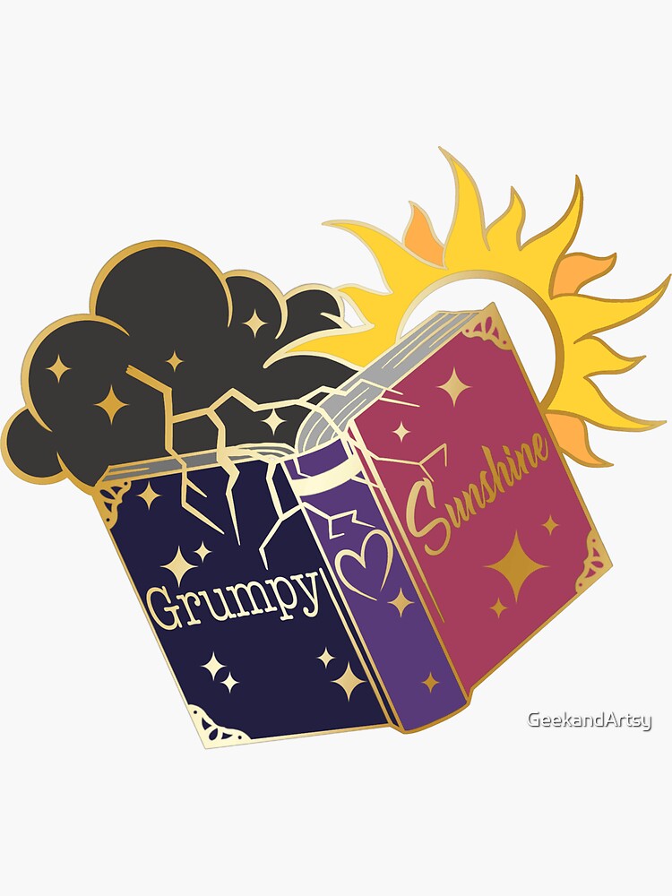 "Grumpy and sunshine, book trope sticker" Sticker for Sale by ...