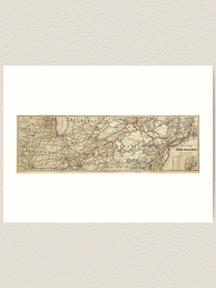 "Map of the Erie Railroad (1869)" Art Print by allhistory | Redbubble