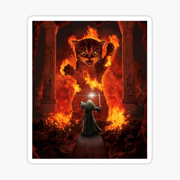 "Balrog cat shirt TShir" Sticker for Sale by SarahJac51650 | Redbubble