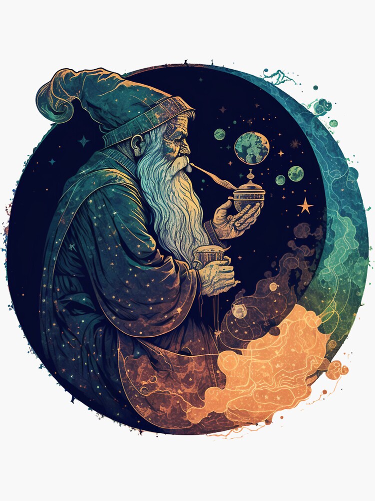 "a vintage-style wizard smoking a pipe 2" Sticker for Sale by Mets007 ...