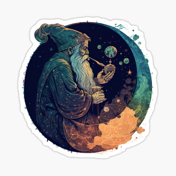 "a vintage-style wizard smoking a pipe 2" Sticker for Sale by Mets007 ...