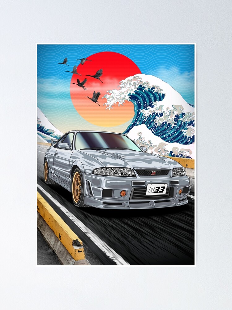 "The Great Wave Off GTR R33" Poster for Sale by Navin Guyvit | Redbubble