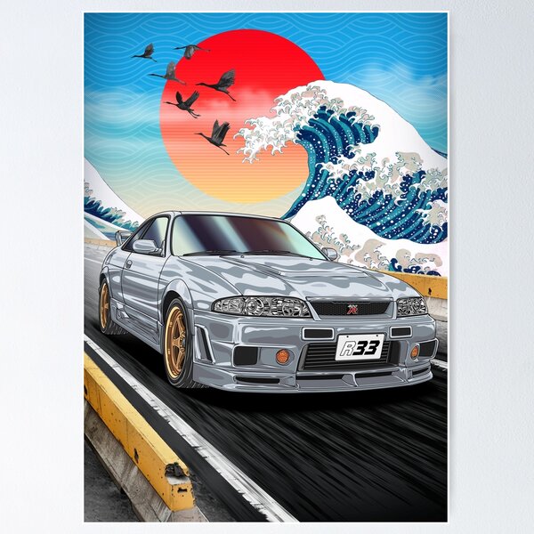 "The Great Wave Off GTR R33" Poster for Sale by Navin Guyvit | Redbubble