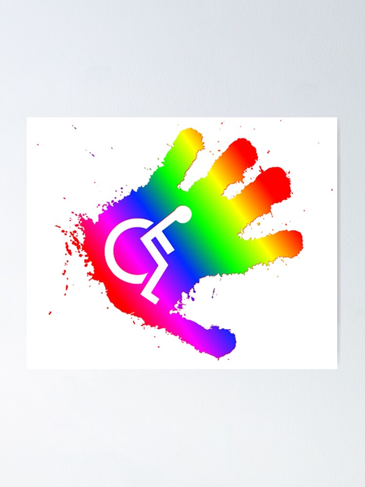 "Rainbow Hand Print Disability Symbol" Poster by WonderlandCards ...