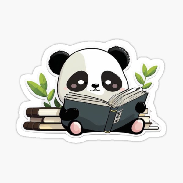 "Panda Wearing Glassess reading book" Sticker for Sale by TekunawArt ...