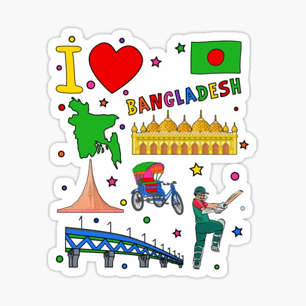 "Bangladeshi hand drawn landmarks, Bangladesh map, National symbols ...