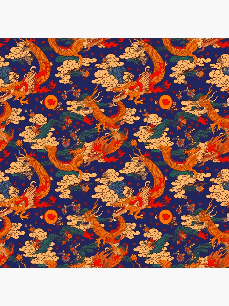 "Japanese Dragon Ukiyo-e Art Pattern" Sticker for Sale by Zambrano ...