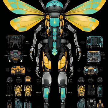 "Insect Exoskeleton Knolling Drawing | 8K |" Sticker for Sale by Hazmat ...