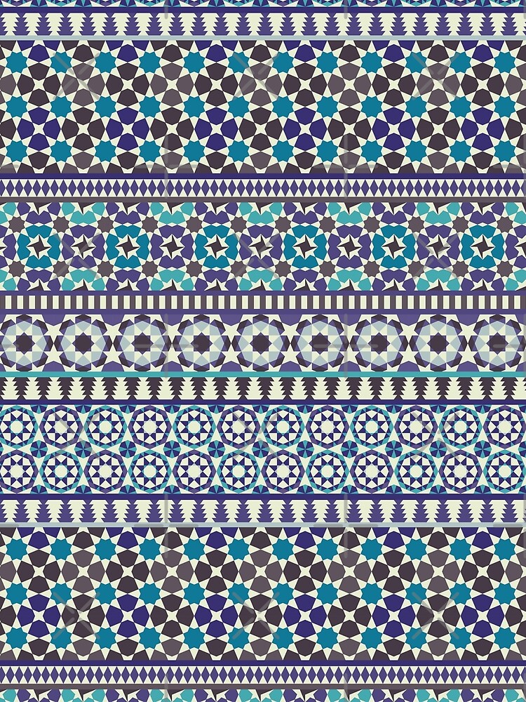 "Alhambra Tessellations - Turquoise, Violet and grey on white by Cecca ...