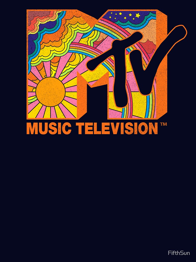 "MTV Psychedelic Groovy Rainbow Sunset Logo" Essential T-Shirt for Sale ...