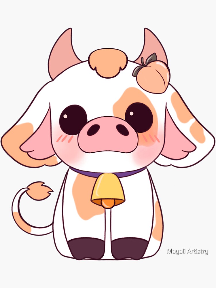 "Peach Cow/Fruit Cow " Sticker for Sale by MValentin252 | Redbubble