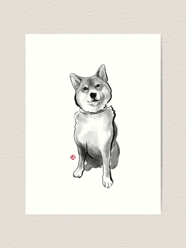 "The perfect Shiba Ibu, Japanese Dog Sumi-e Painting Ink Zen Print ...