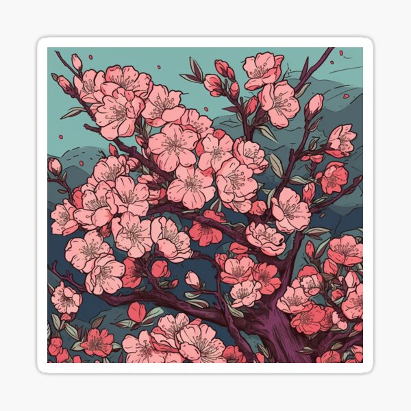 "90's Anime Style Japanese Cherry Blossom Sakura " Sticker for Sale by ...