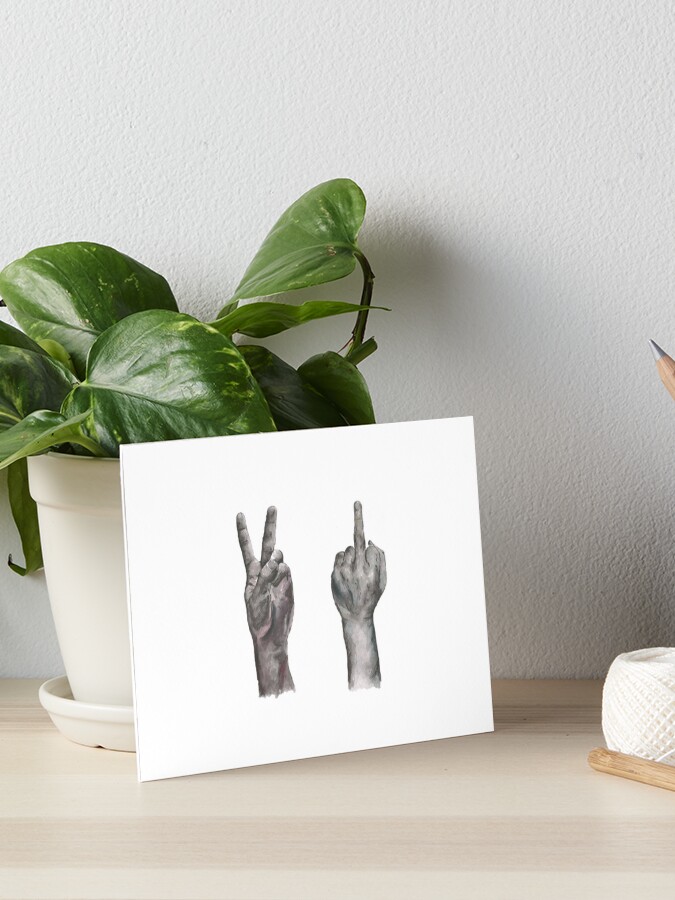 "Peace Sign, Middle Finger" Art Board Print for Sale by SophieStockArt ...