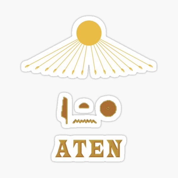 "ATEN Ancient Egyptian God with Hieroglyphs" Sticker by SWATARA | Redbubble