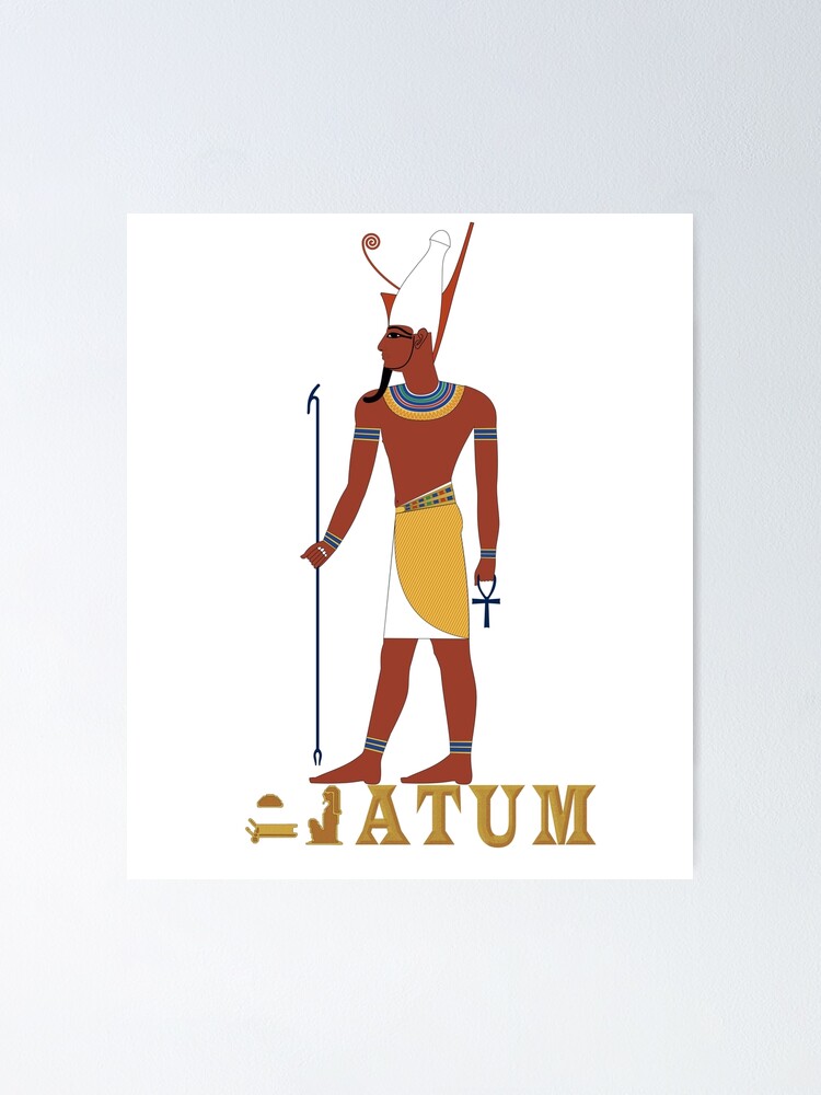 "ATUM God of Ancient Egypt with Hieroglyphics" Poster by SWATARA ...