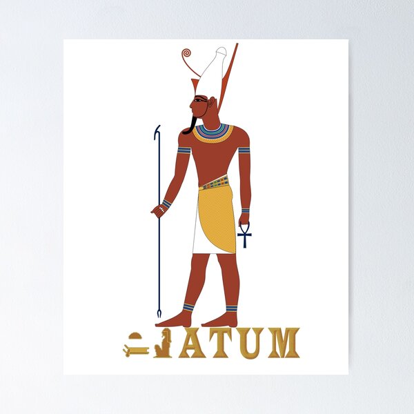 "ATUM God of Ancient Egypt with Hieroglyphics" Poster by SWATARA ...