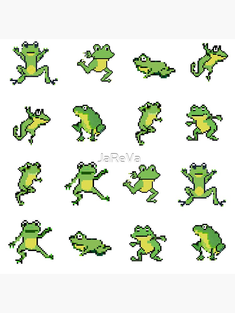 "Jumping frogs pattern - pixel art - on white" Sticker for Sale by ...