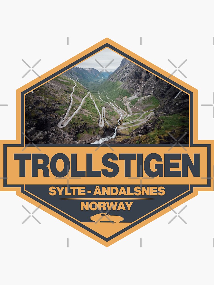 "Trollstigen Norway Travel Art Badge" Sticker for Sale by ...
