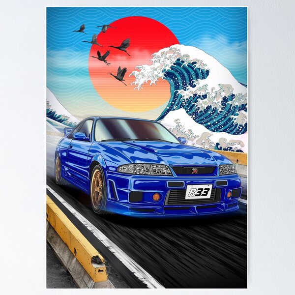 "The Great Wave Off Nissan GTR R33" Poster for Sale by Navin Guyvit ...