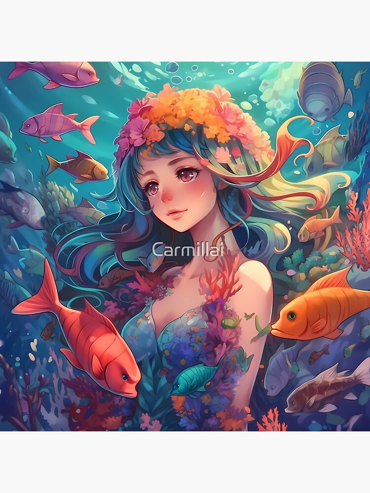 "Cute mermaid #29" Sticker for Sale by Carmillai | Redbubble