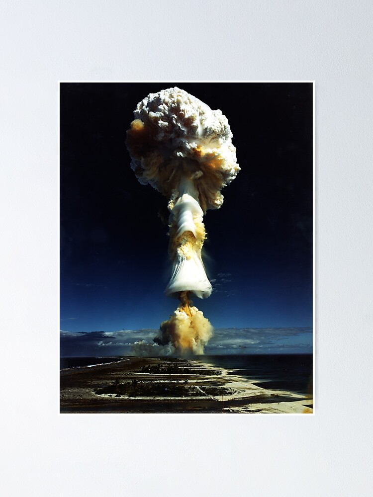 "Mushroom Cloud French Nuclear Bomb Test LICORNE, 1970" Poster for Sale ...