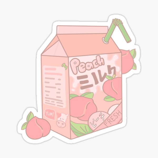 "Peach Milk, Japanese Chibi Design" Sticker for Sale by AniMayhemMerch ...