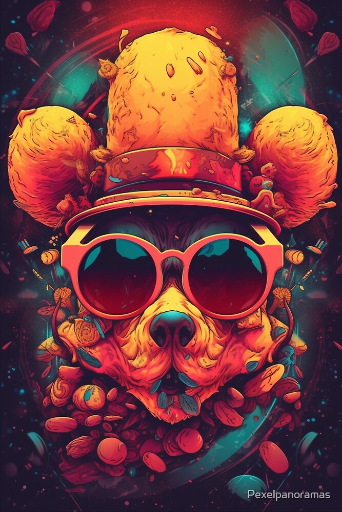 "Whimsical Psychedelic Skull Madhatter Skeleton Art Design V.72" by ...