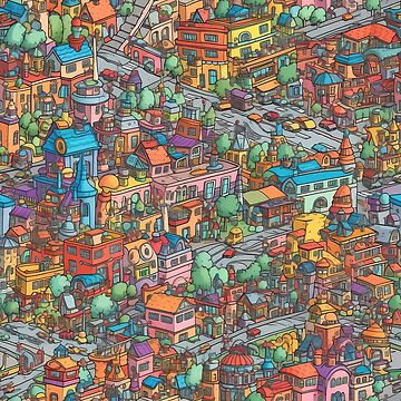 "Cartoon City " Sticker for Sale by kimchidigital | Redbubble