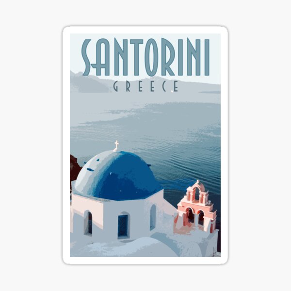 "Santorini greece sticker, vintage Santorini, greek islands" Sticker ...