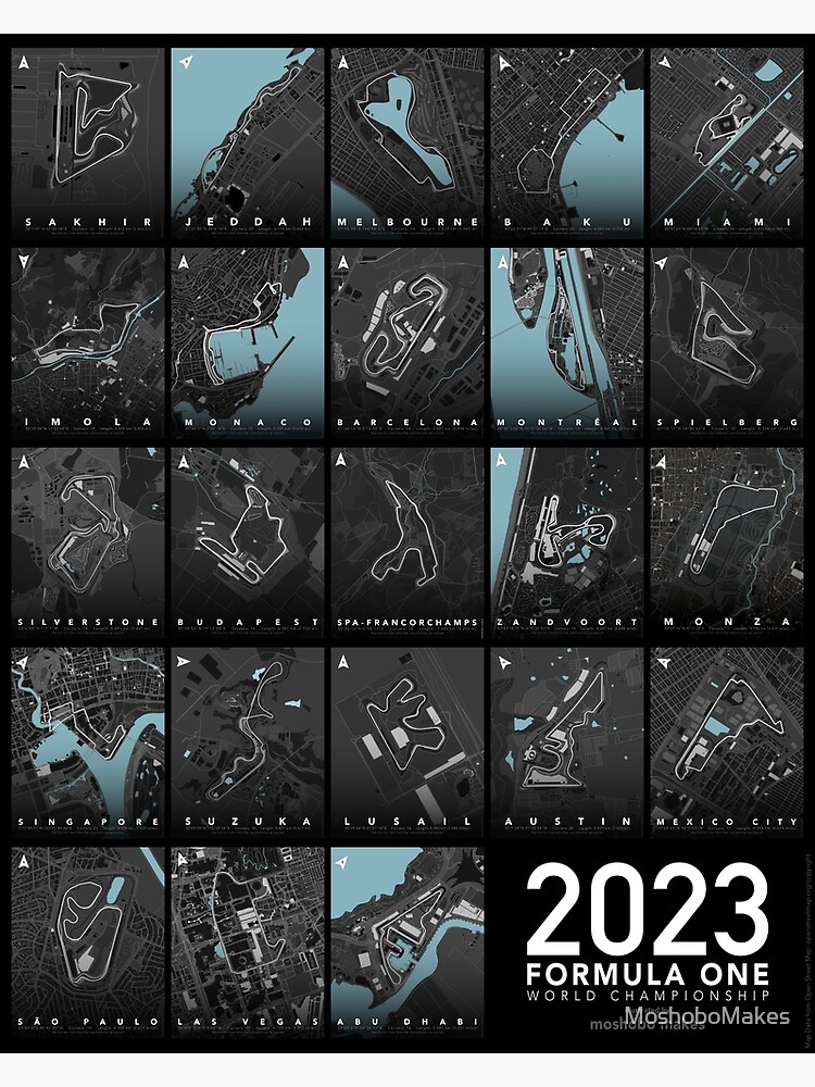 "2023 Formula 1 Season Calendar | Track Map for Poster Wall Art | F1 ...