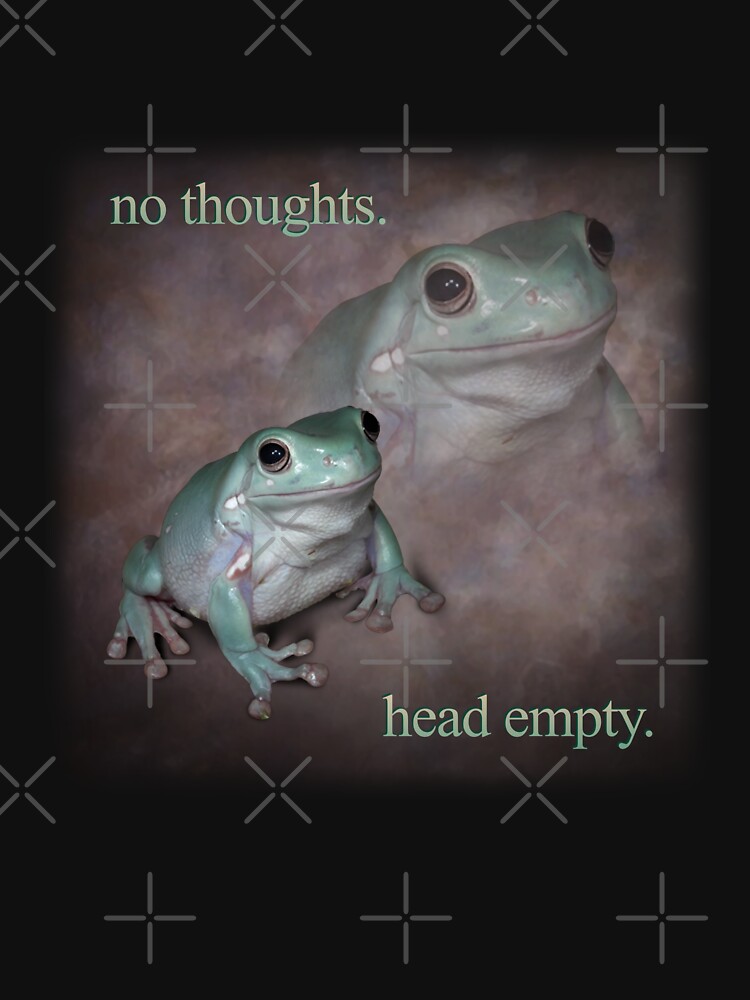 "no thoughts head empty frog retro word art meme" Essential T-Shirt for ...