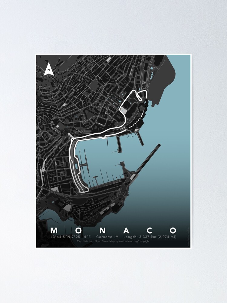 "Monaco Grand Prix | Formula 1 Prints | Track Map Poster | Gifts For ...