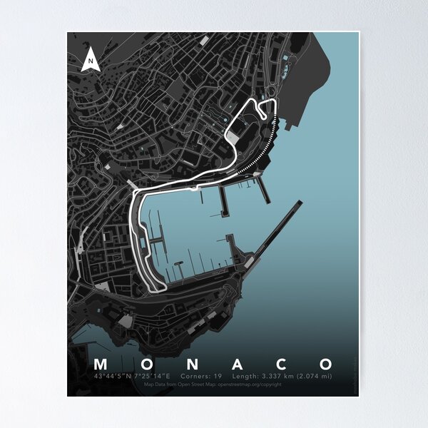 "Monaco Grand Prix | Formula 1 Prints | Track Map Poster | Gifts For ...