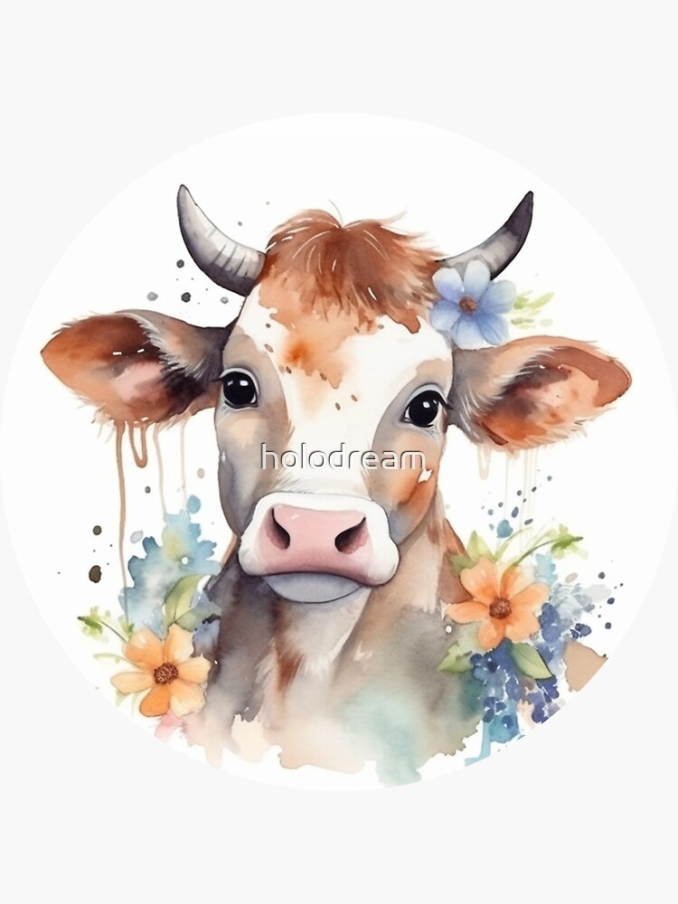 "A happy cow" Sticker for Sale by holodream | Redbubble