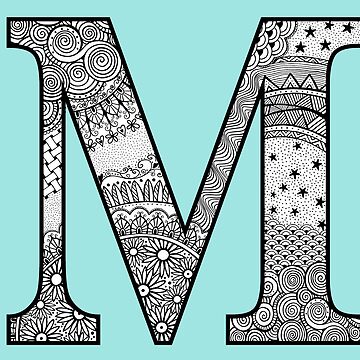"M - Initial, monogram. From hand drawn Zentangle doodle design ...