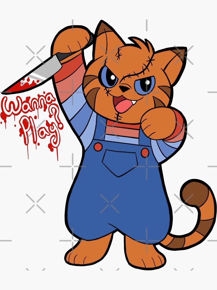 "Kitty Chucky (w/ Stitches)" Sticker for Sale by TheGryphon | Redbubble