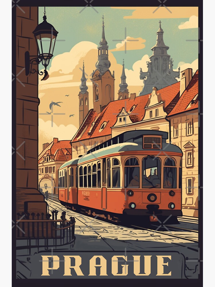 "Prague Vintage Poster" Sticker for Sale by LoinneSio | Redbubble