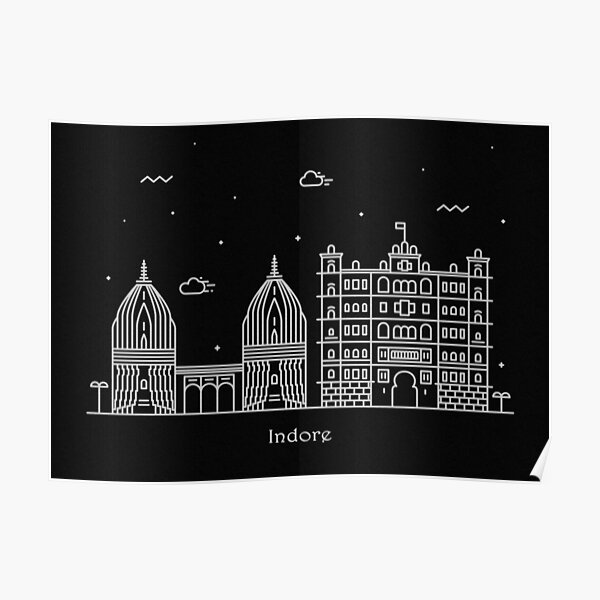 Póster «Cartel del arte de línea mínima de Indore Skyline» de ...