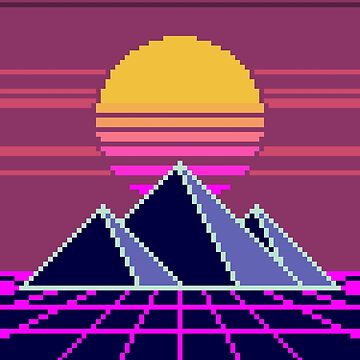 "Synthwave sunset over pyramids pixel art" Poster for Sale by bugbeast ...