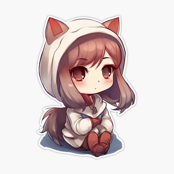 Dessin Au Trait De La Fille Loup Chibi