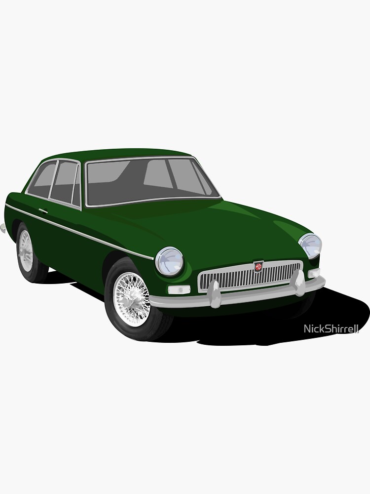 "MGB GT Graphic Design -Green" Sticker by NickShirrell | Redbubble