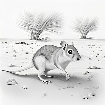 "Desert Kangaroo Rat black and white pencil drawing" Sticker for Sale ...