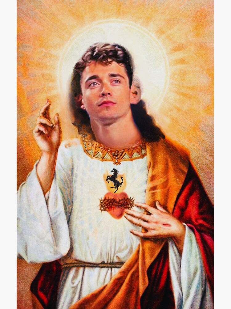 "Jesus Christ Charles Leclerc Ferrari Formula 1 Icon" Sticker for Sale ...