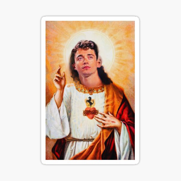 "Jesus Christ Charles Leclerc Ferrari Formula 1 Icon" Sticker for Sale ...