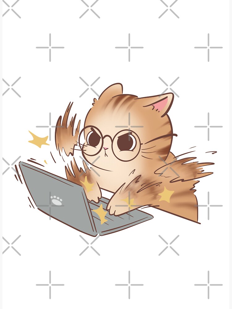 "Typing kitty" Sticker for Sale by Lovelylylyly | Redbubble