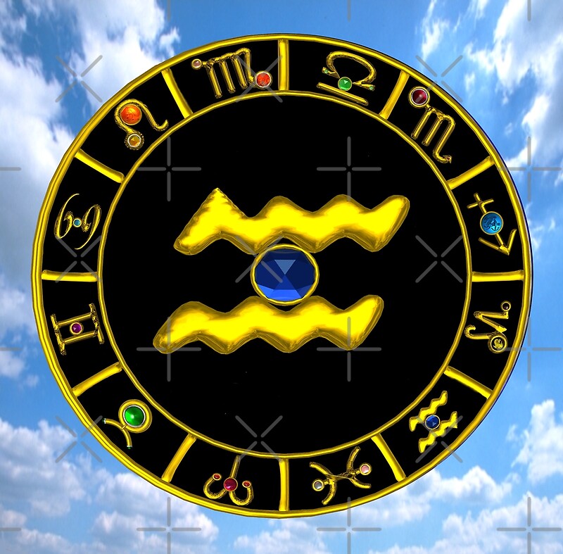 "AQUARIUS GOLD ZODIAC BIRTHDAY JEWEL ASTROLOGY CHART" by BulganLumini ...