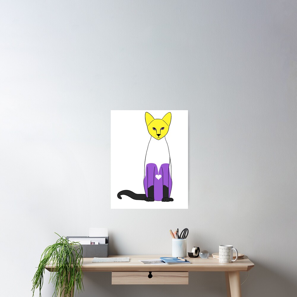"Non-Binary/Enby Pride Cat" Poster by ferretninja | Redbubble