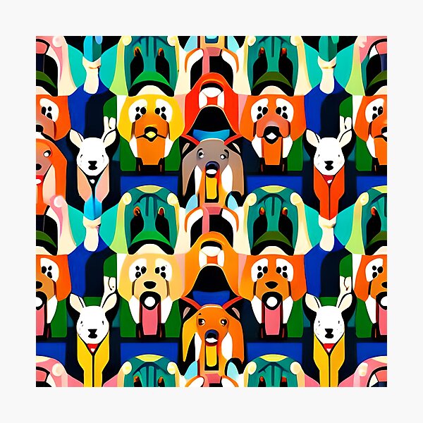"Seamless Borderless Tiled Geometric Dog Pattern #2" Photographic Print ...